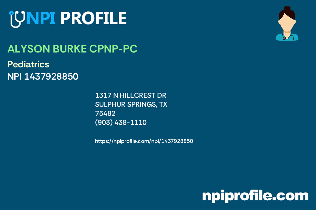 ALYSON BURKE CPNP-PC - Complete NPI Record 1437928850