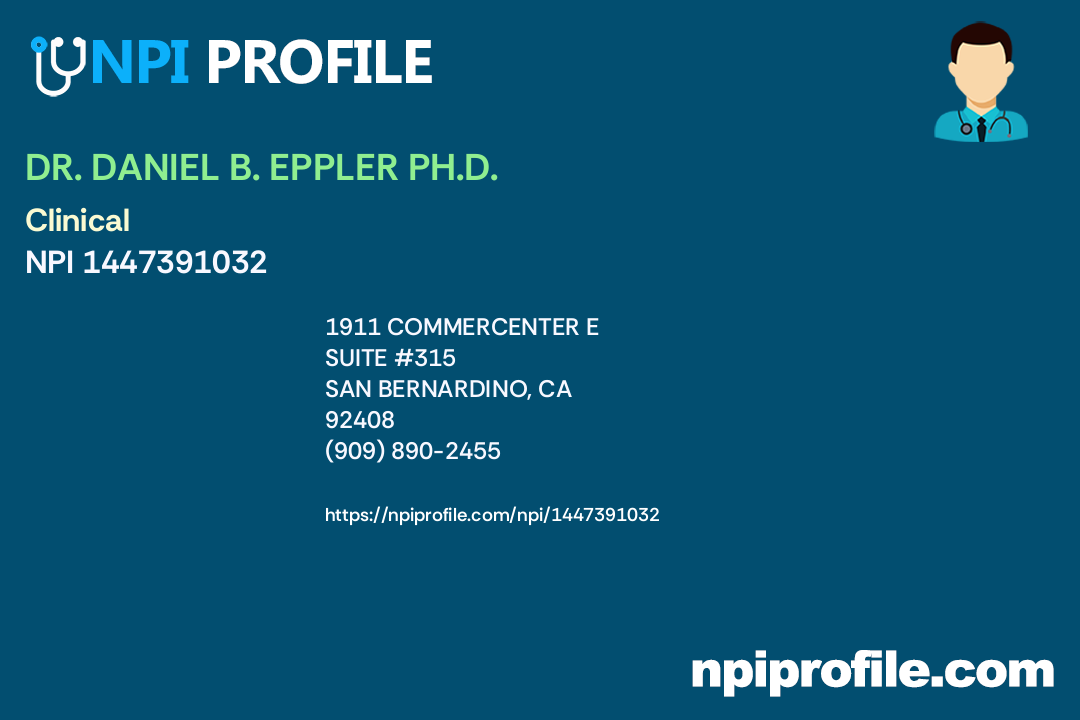 DR. DANIEL B. EPPLER PH.D. - NPI 1447391032 - Psychologist in San ...