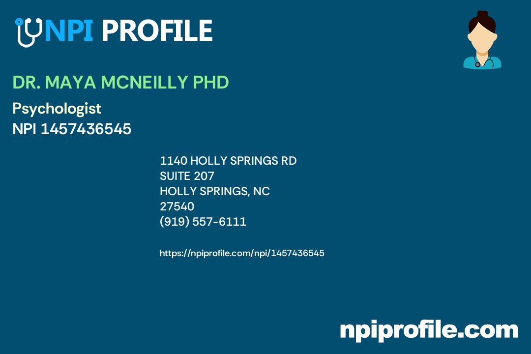 DR. MAYA MCNEILLY PHD - Accepted Health Plans and Insurance Coverage