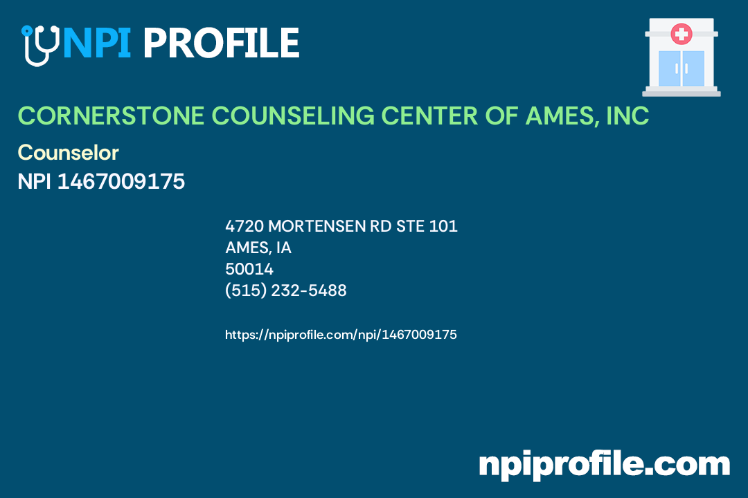 CORNERSTONE COUNSELING CENTER OF AMES, INC - Accepted Health Plans and ...
