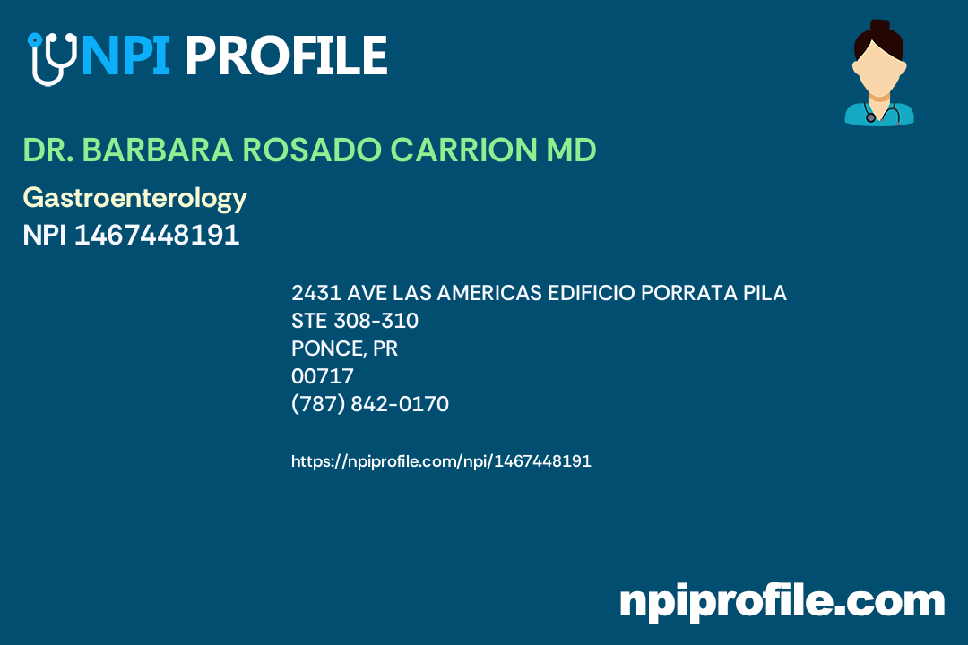 DR. BARBARA ROSADO CARRION MD - NPI 1467448191 - Internal Medicine in ...