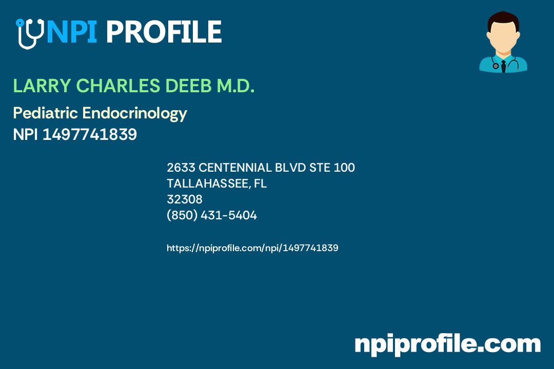 LARRY CHARLES DEEB M.D. - NPI 1497741839 - Pediatrics in Tallahassee, FL