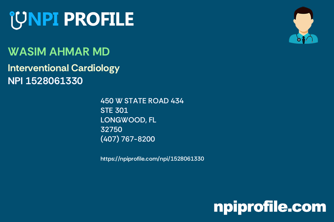 WASIM AHMAR MD - NPI 1528061330 - Internal Medicine in Longwood, FL