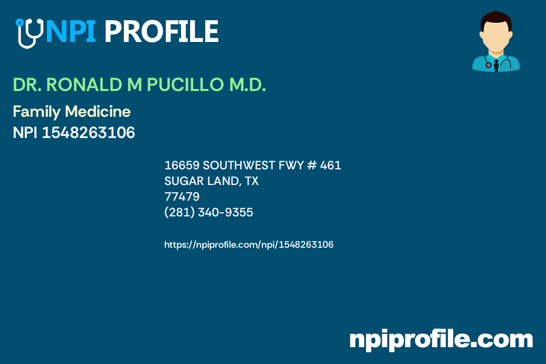 DR. RONALD M PUCILLO M.D. - NPI 1548263106 - Family Medicine in Sugar ...