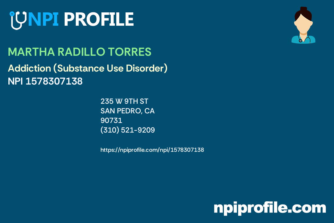 MARTHA RADILLO TORRES - NPI 1578307138 - Counselor in San Pedro, CA