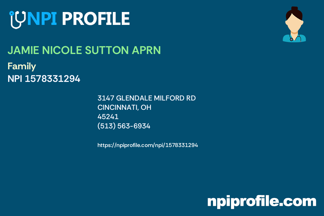 JAMIE NICOLE SUTTON APRN - NPI 1578331294 - Nurse Practitioner in ...