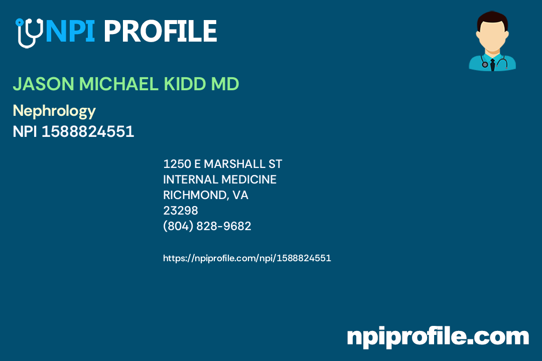 JASON MICHAEL KIDD MD - NPI 1588824551 - Internal Medicine in Richmond, VA