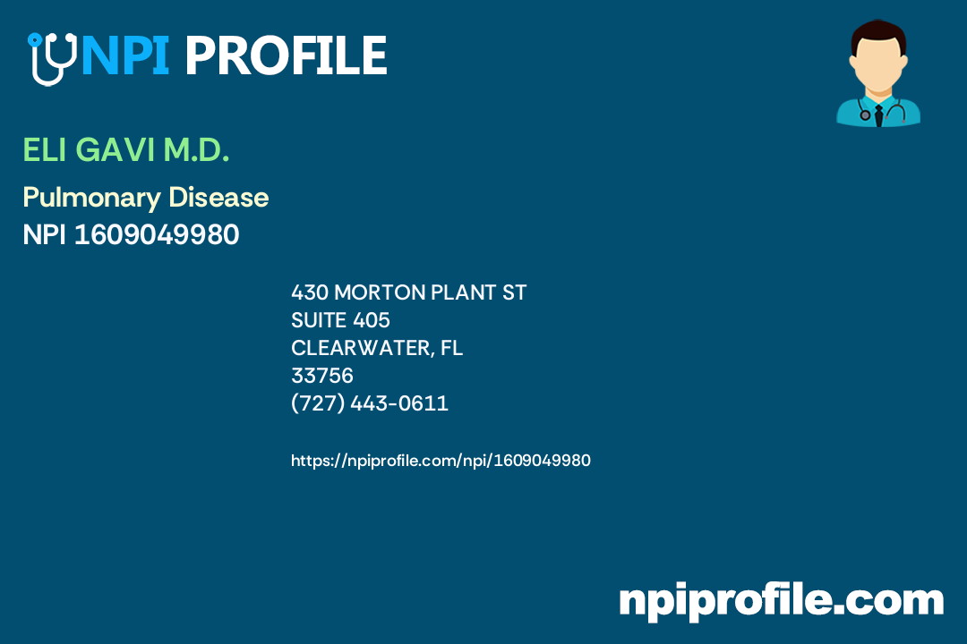 ELI GAVI M.D. - NPI 1609049980 - Internal Medicine in Clearwater, FL