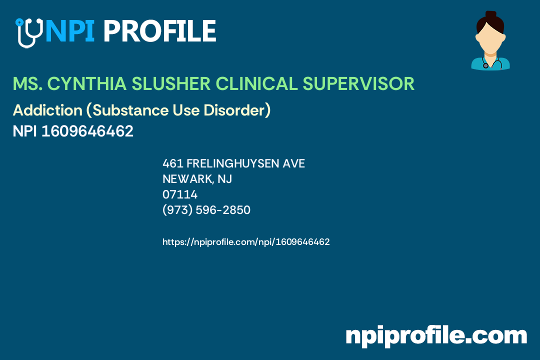 MS. CYNTHIA SLUSHER CLINICAL SUPERVISOR - NPI 1609646462 - Counselor in ...
