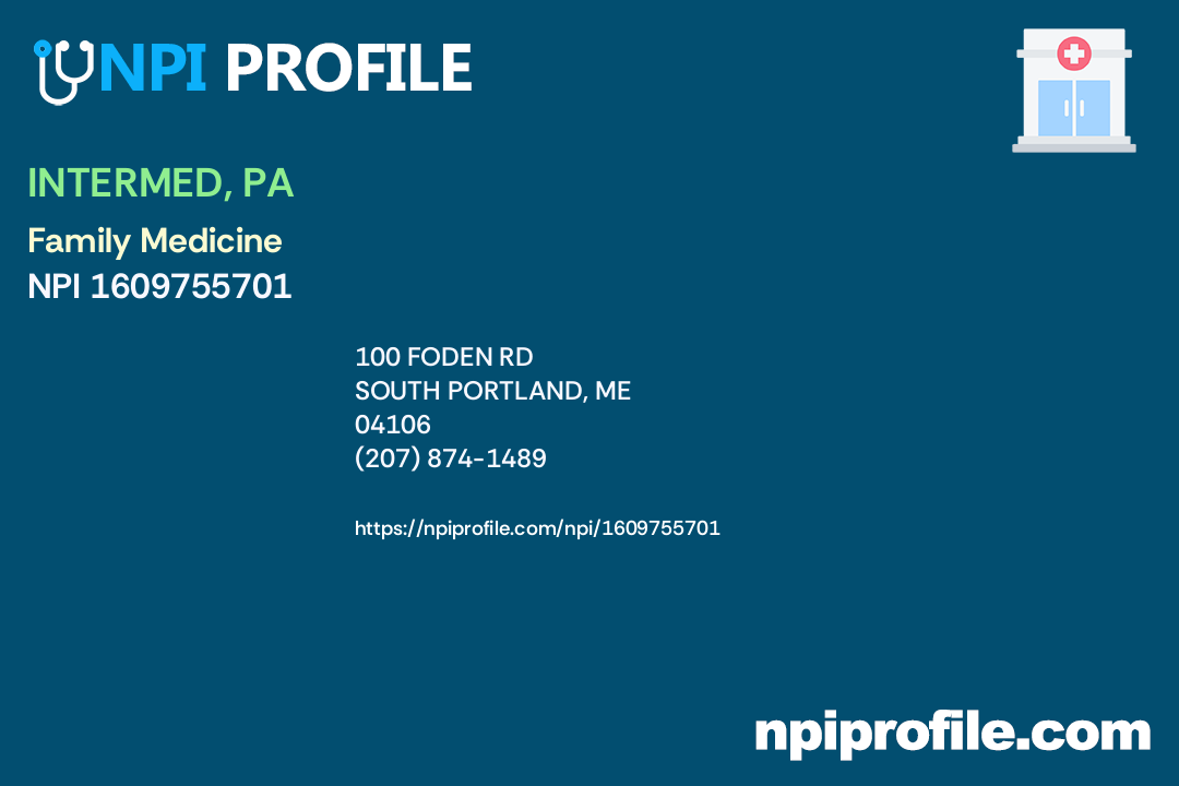 INTERMED, PA - NPI 1609755701 - Family Medicine in South Portland, ME