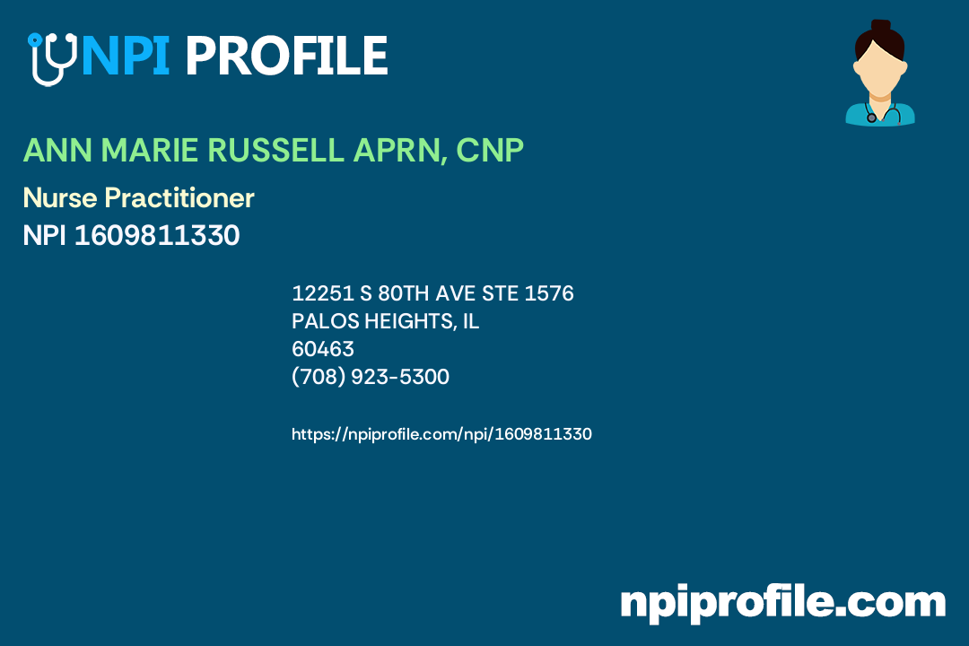 ANN MARIE RUSSELL APRN, CNP - Complete NPI Record 1609811330
