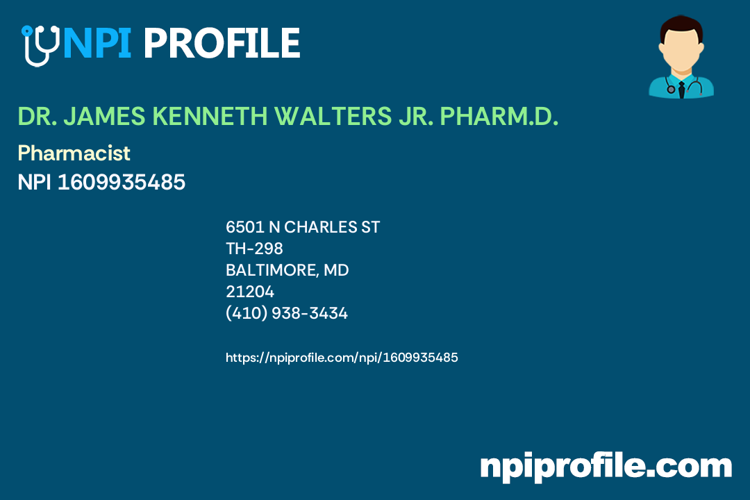 DR. JAMES KENNETH WALTERS JR. PHARM.D. - NPI 1609935485 - Pharmacist in ...