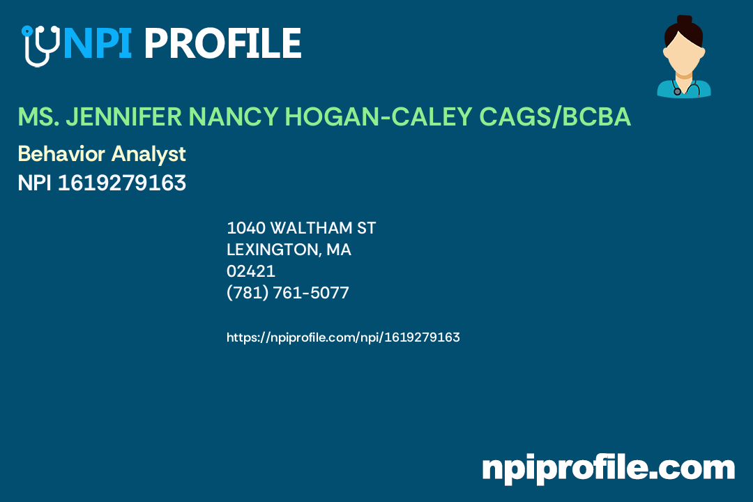 MS. JENNIFER NANCY HOGAN-CALEY CAGS/BCBA - Accepted Health Plans and ...