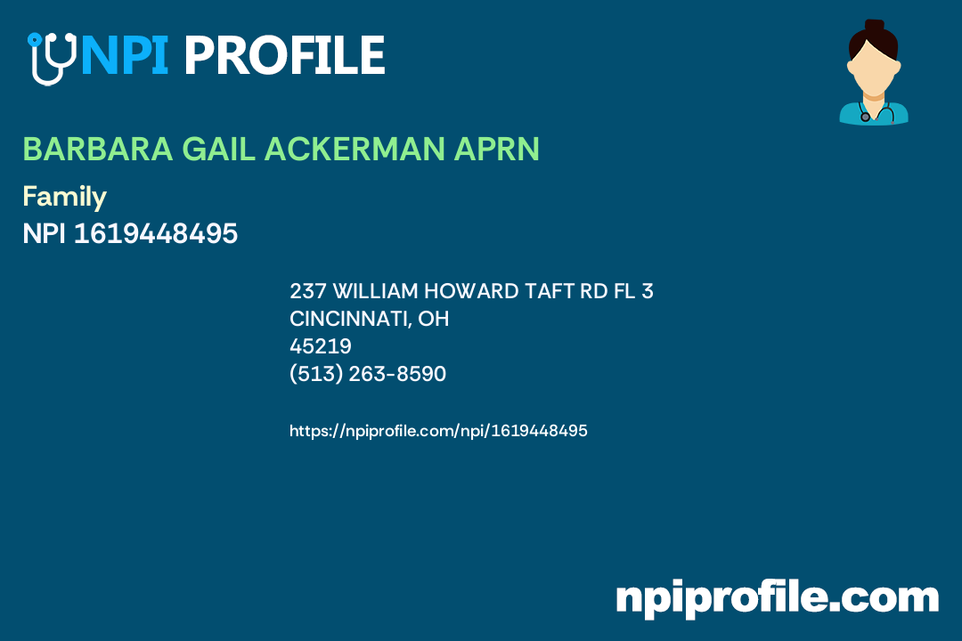 BARBARA GAIL ACKERMAN APRN - NPI 1619448495 - Nurse Practitioner in ...