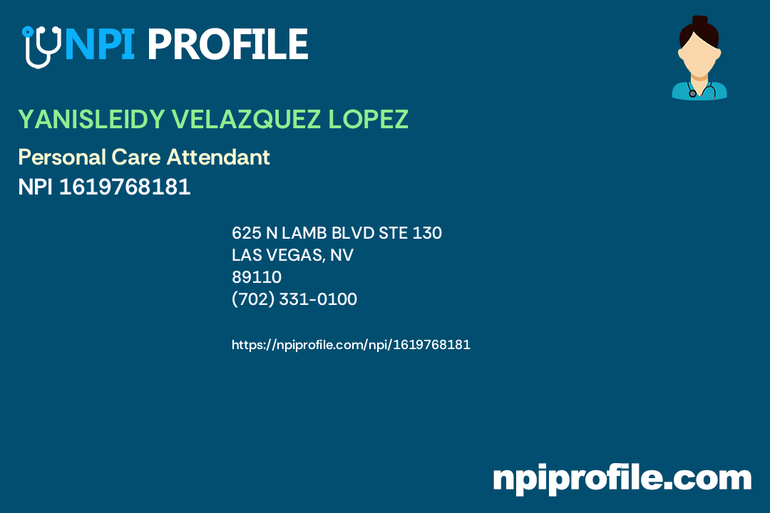 YANISLEIDY VELAZQUEZ LOPEZ - Complete NPI Record 1619768181