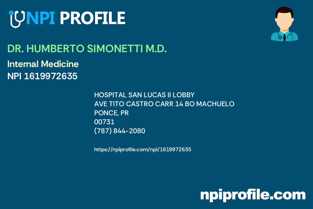 DR. HUMBERTO SIMONETTI M.D. - NPI 1619972635 - Internal Medicine in ...