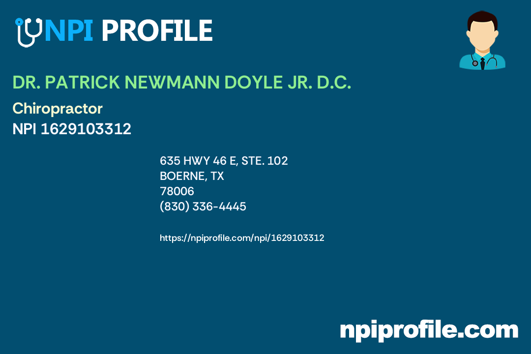 DR. PATRICK NEWMANN DOYLE JR. D.C. - Accepted Health Plans and ...