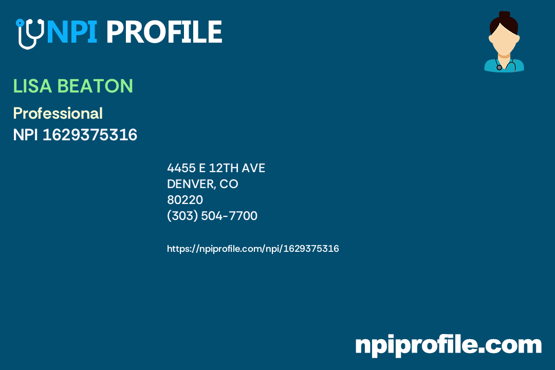 LISA BEATON - NPI 1629375316 - Counselor in Denver, CO