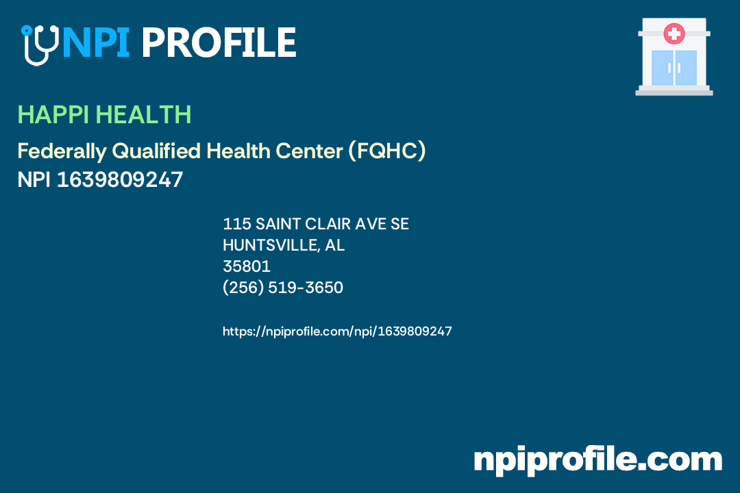HAPPI HEALTH - NPI 1639809247 - Clinic/Center in Huntsville, AL