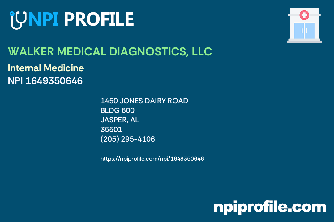 WALKER MEDICAL DIAGNOSTICS, LLC - NPI 1649350646 - Internal Medicine in ...