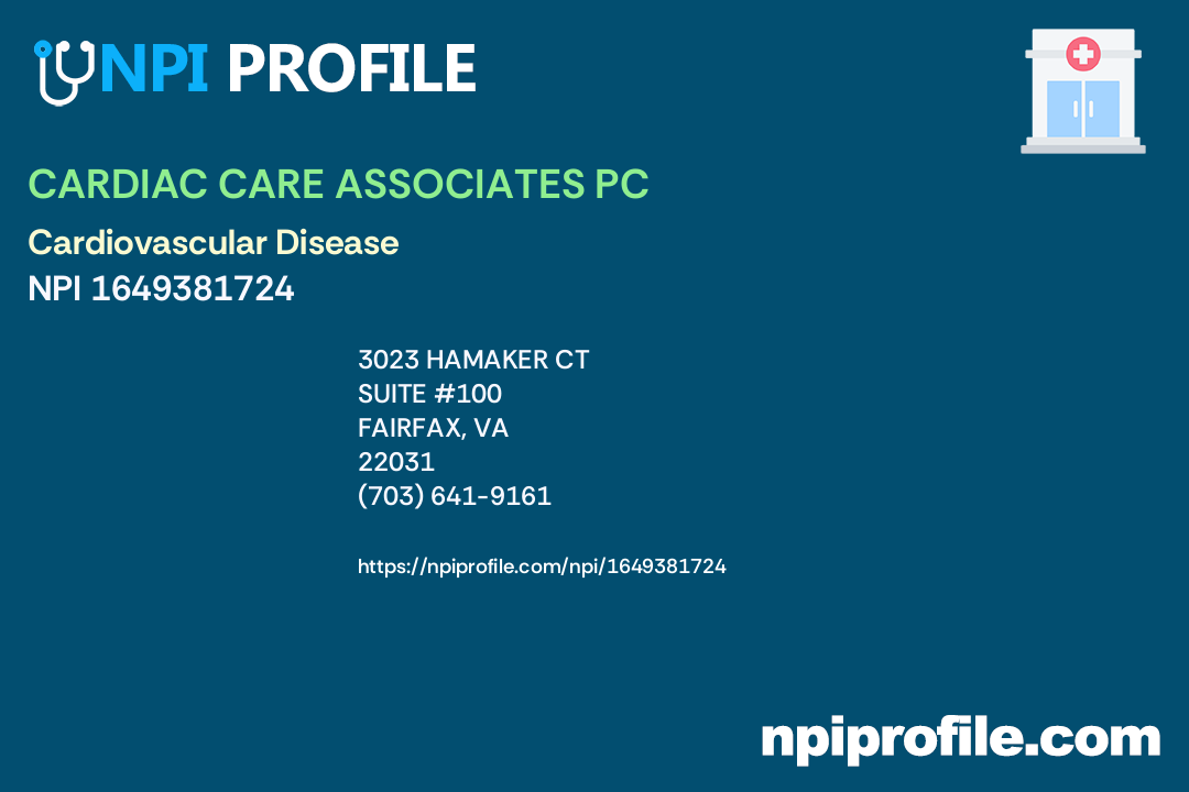CARDIAC CARE ASSOCIATES PC - NPI 1649381724 - Internal Medicine in ...