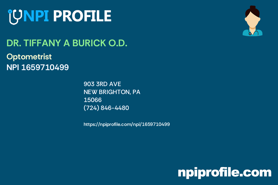 DR. TIFFANY A BURICK O.D. - NPI 1659710499 - Optometrist in New ...