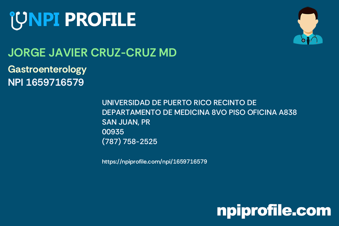 JORGE JAVIER CRUZ-CRUZ MD - NPI 1659716579 - Internal Medicine in San ...