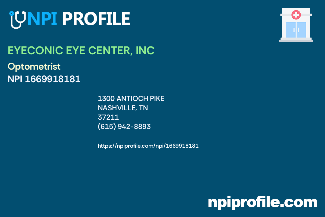 EYECONIC EYE CENTER, INC - Complete NPI Record 1669918181