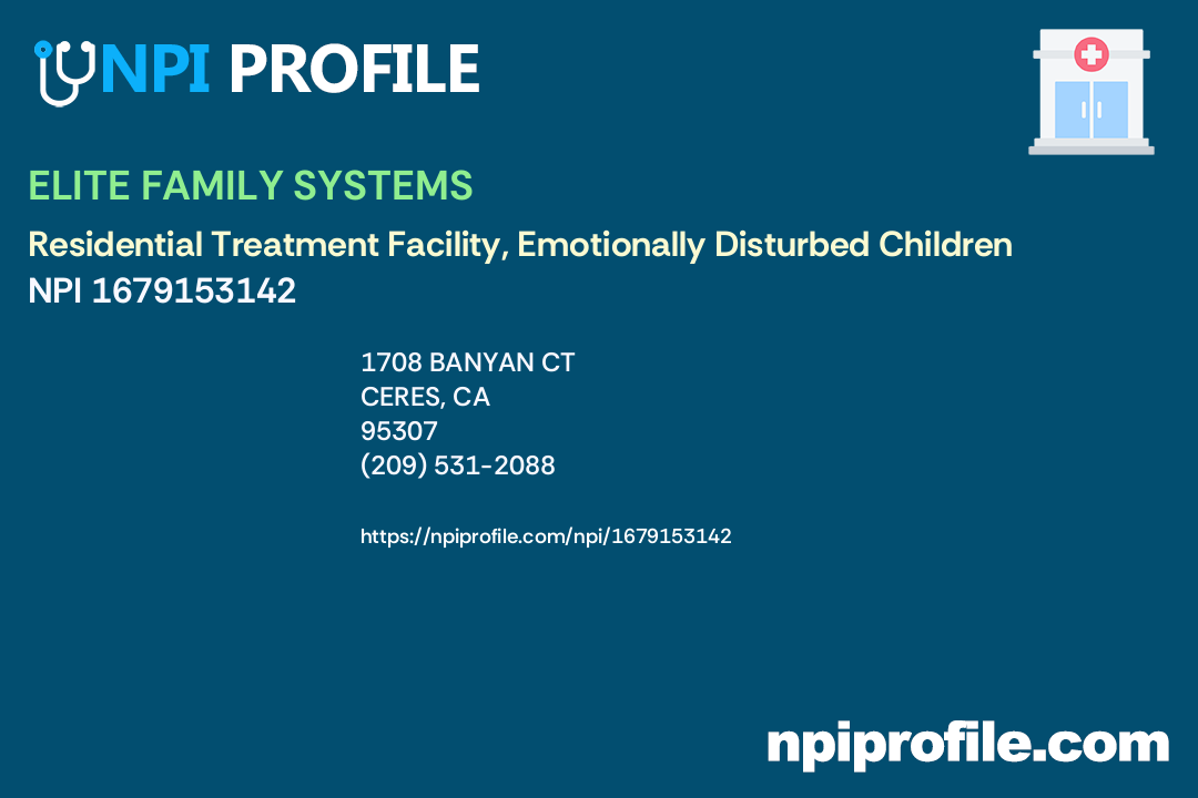 ELITE FAMILY SYSTEMS - NPI 1679153142 - Residential Treatment Facility ...