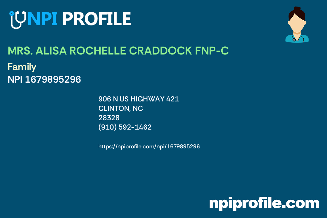 MRS. ALISA ROCHELLE CRADDOCK FNP-C - NPI 1679895296 - Nurse ...