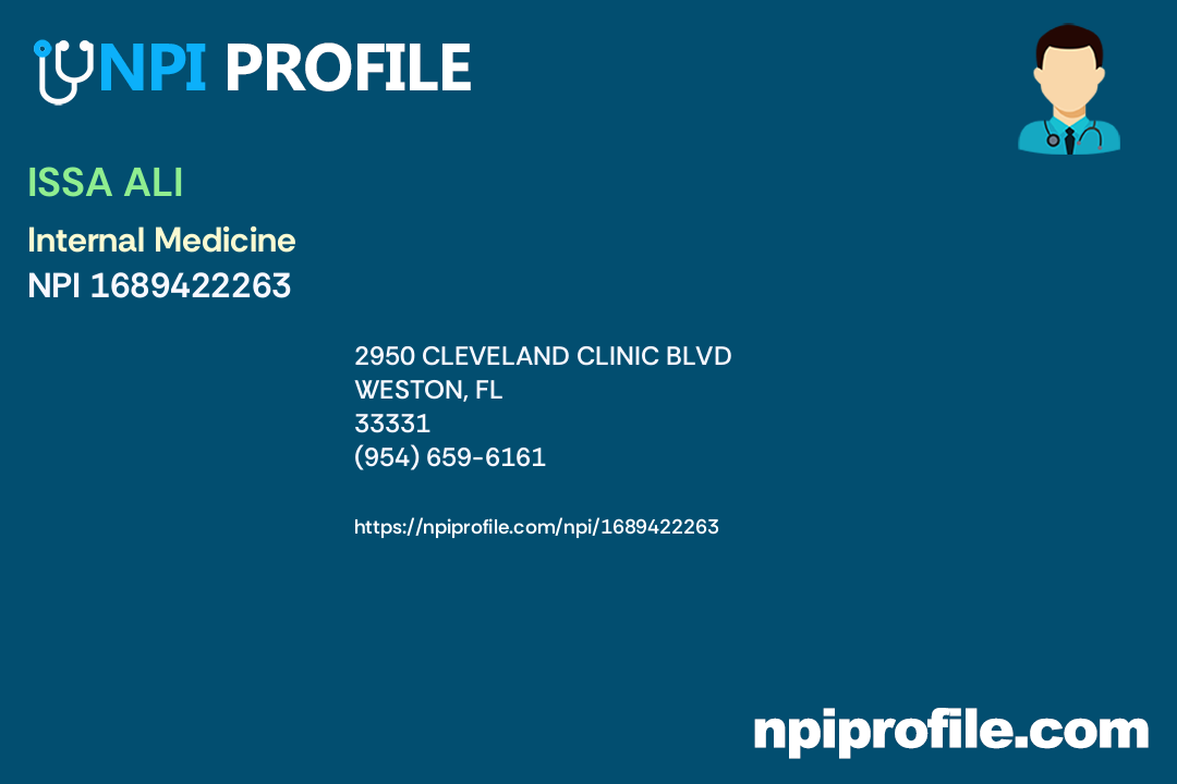 ISSA ALI - NPI 1689422263 - Internal Medicine in Weston, FL
