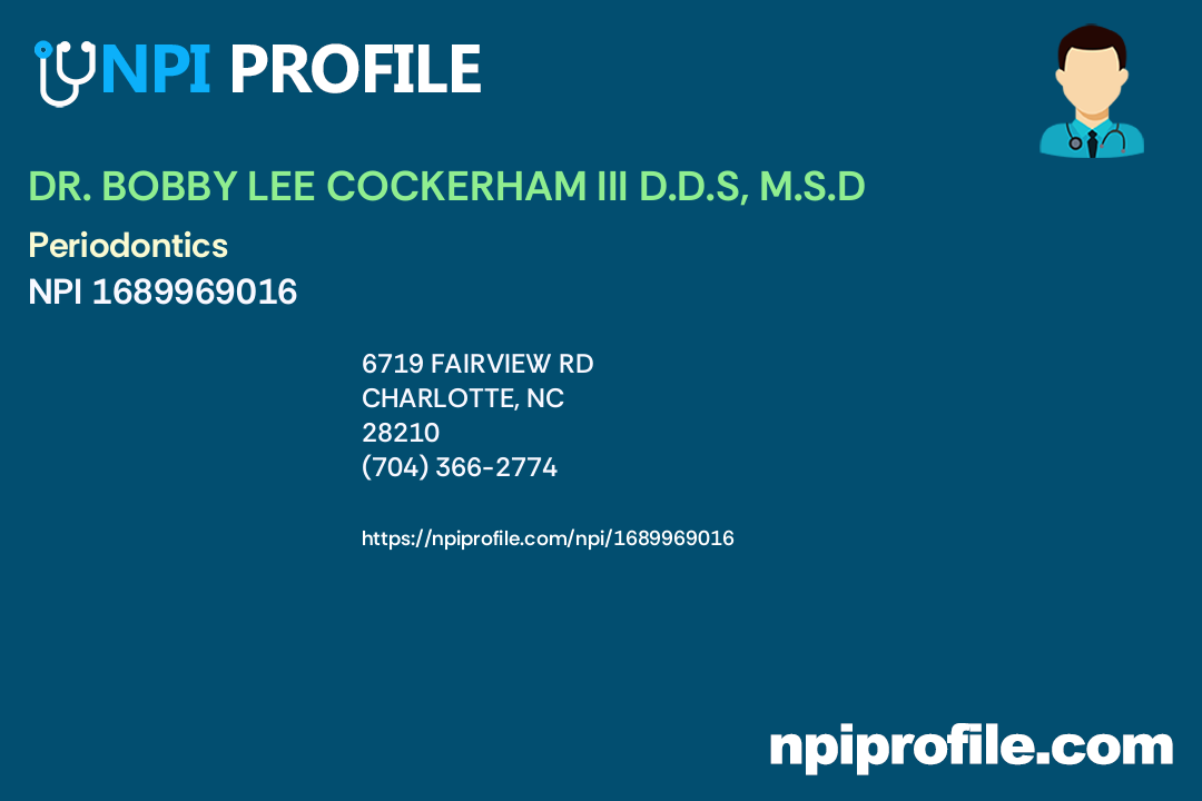 DR. BOBBY LEE COCKERHAM III D.D.S, M.S.D - Accepted Health Plans and ...