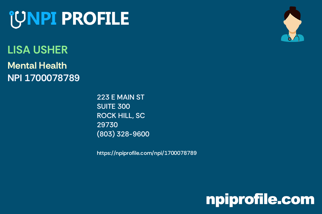 LISA USHER - NPI 1700078789 - Counselor in Rock Hill, SC