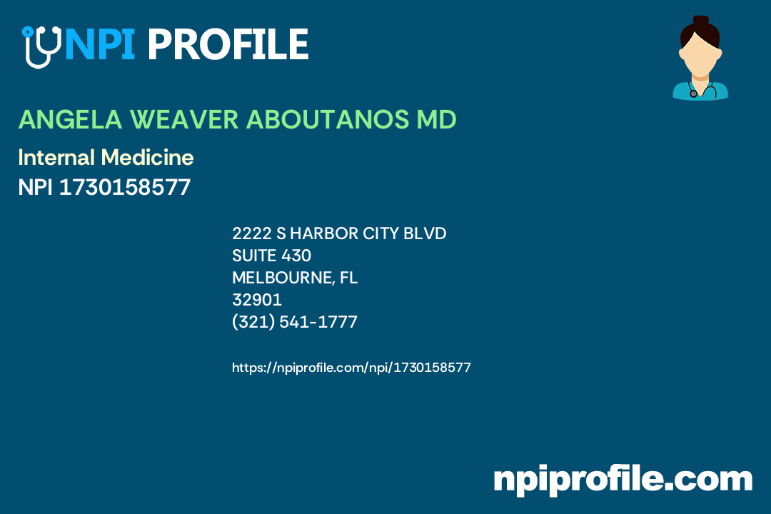 ANGELA WEAVER ABOUTANOS MD - NPI 1730158577 - Internal Medicine in ...