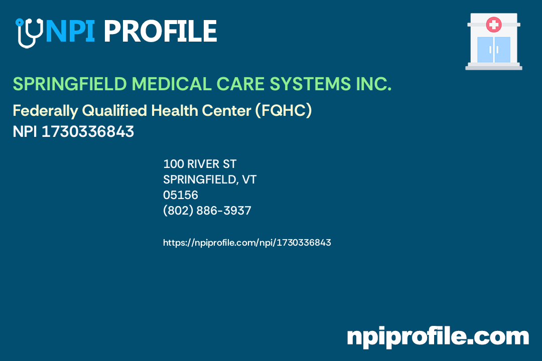 SPRINGFIELD MEDICAL CARE SYSTEMS INC. - NPI 1730336843 - Clinic/Center ...