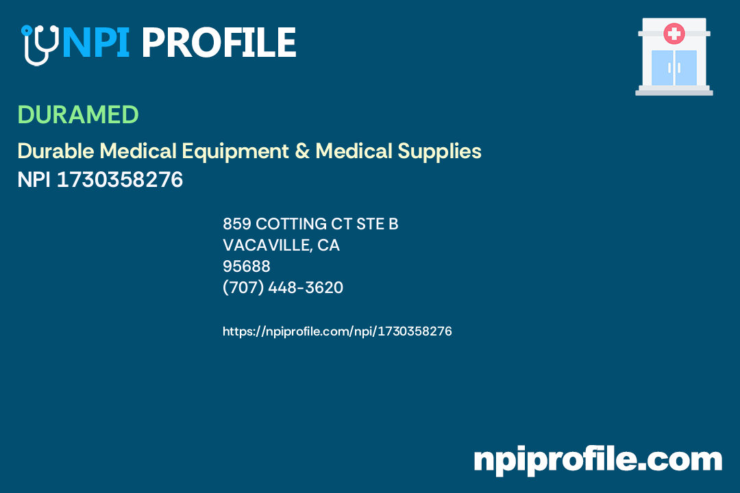 DURAMED - NPI 1730358276 - Durable Medical Equipment & Medical Supplies ...