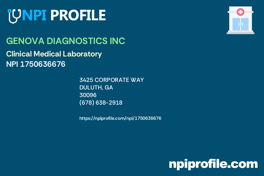 GENOVA DIAGNOSTICS INC - NPI 1750636676 - Clinical Medical Laboratory ...