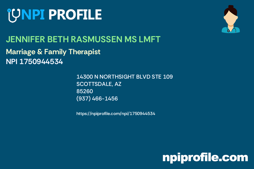 JENNIFER BETH RASMUSSEN MS LMFT - NPI 1750944534 - Marriage & Family ...