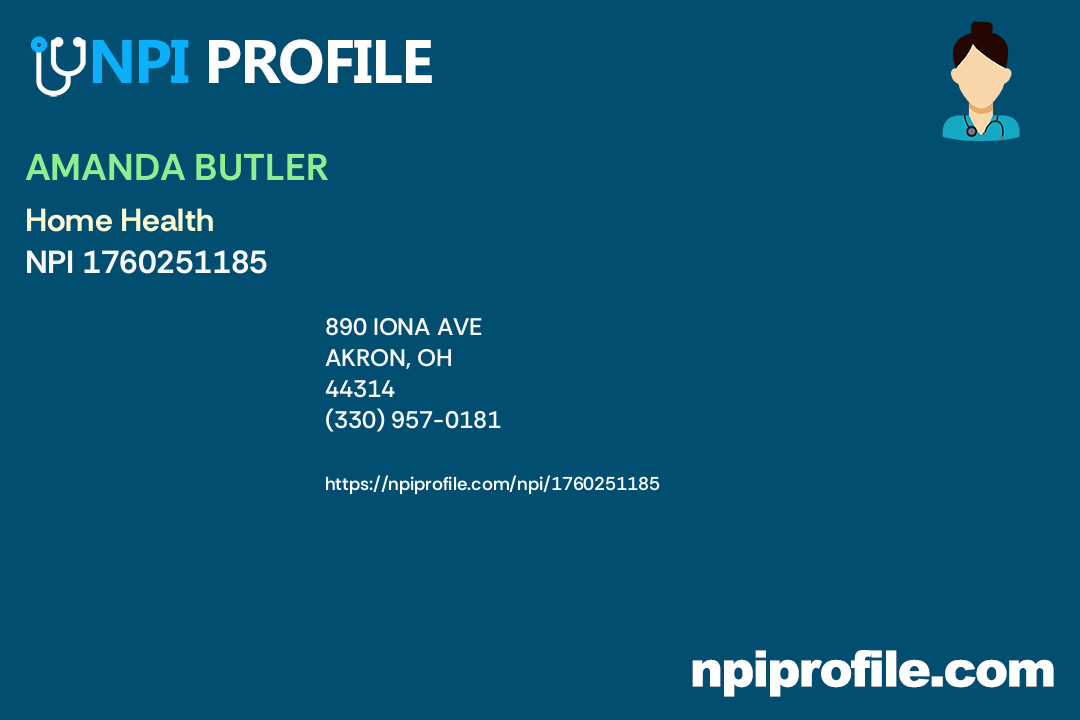 AMANDA BUTLER - Complete NPI Record 1760251185