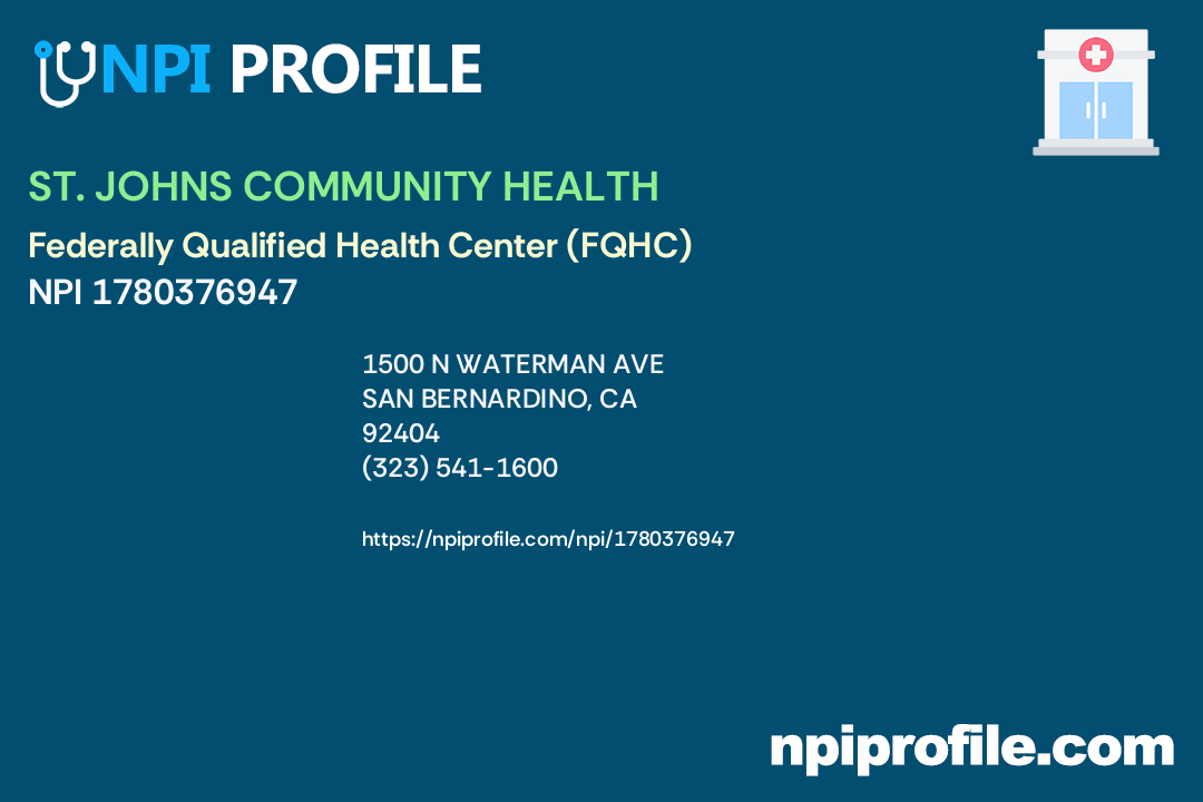 ST. JOHNS COMMUNITY HEALTH - NPI 1780376947 - Clinic/Center in San ...