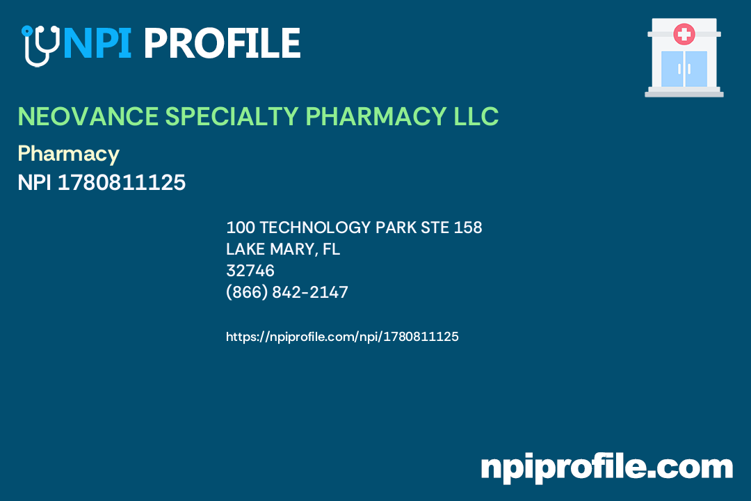 NEOVANCE SPECIALTY PHARMACY LLC - NPI 1780811125 - Pharmacy in Lake ...