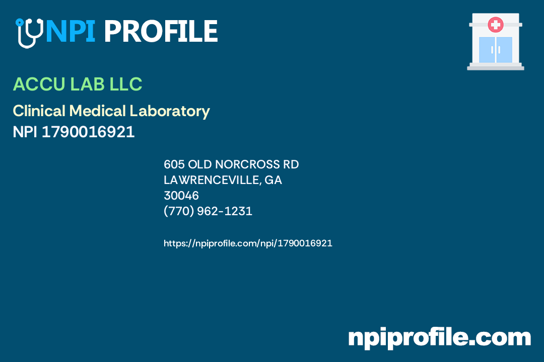 ACCU LAB LLC - NPI 1790016921 - Clinical Medical Laboratory in ...