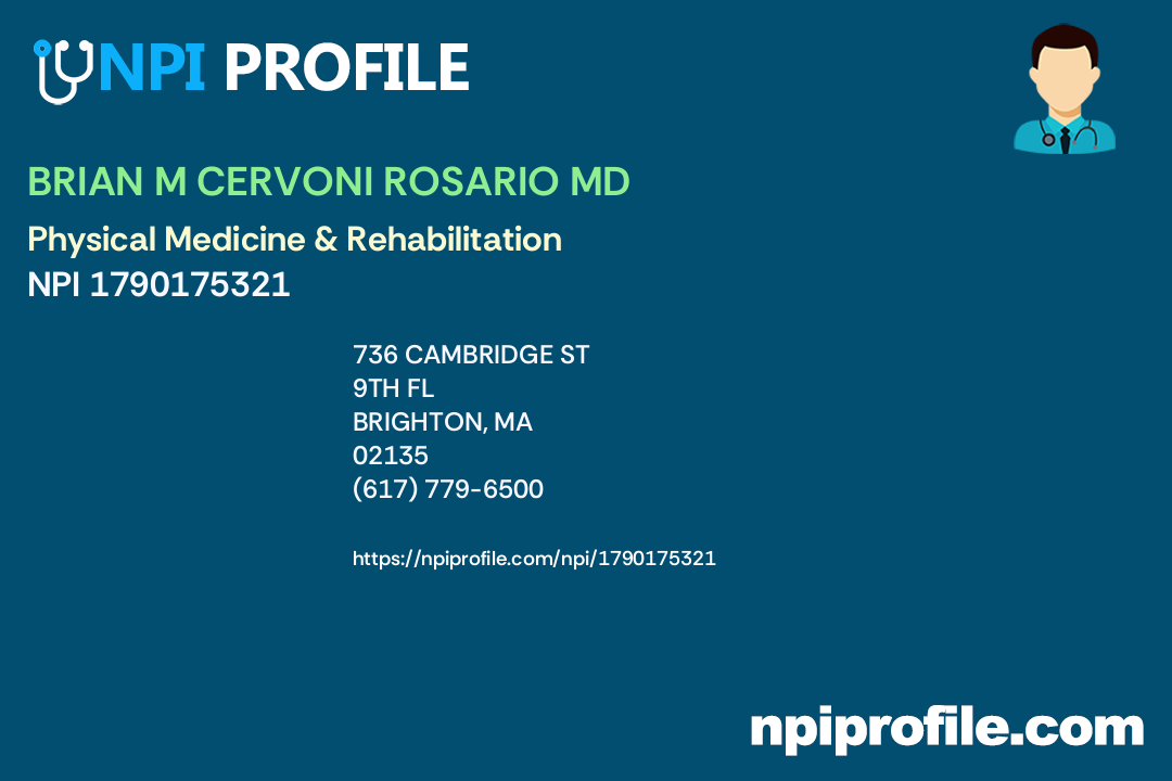 BRIAN M CERVONI ROSARIO MD - NPI 1790175321 - Physical Medicine ...