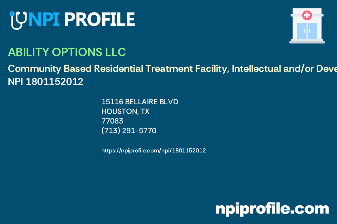 ABILITY OPTIONS LLC - NPI 1801152012 - Community Based Residential ...