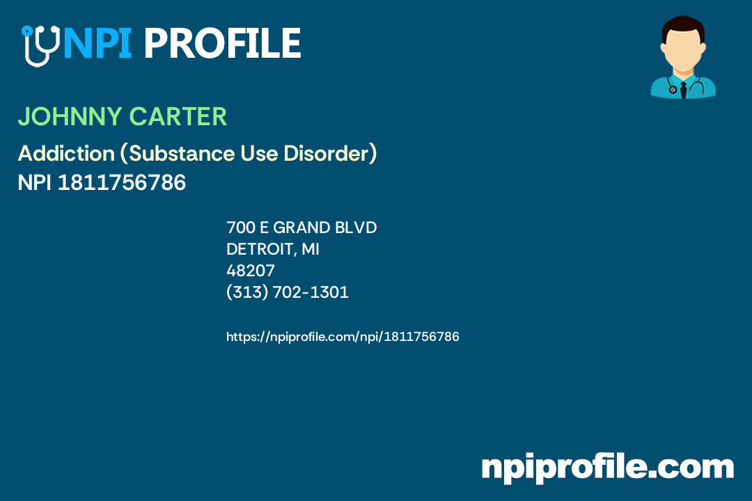 JOHNNY CARTER - NPI 1811756786 - Counselor in Detroit, MI
