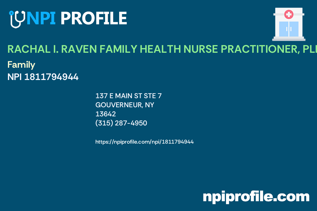 RACHEL I. RAVEN FAMILY HEALTH NURSE PRACTITIONER, PLLC - NPI 1811794944 ...