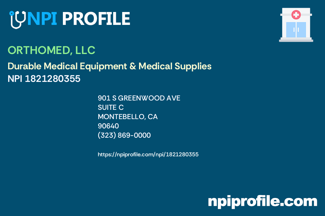 ORTHOMED, LLC - NPI 1821280355 - Durable Medical Equipment & Medical ...