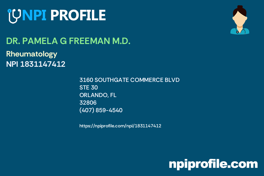 DR. PAMELA G FREEMAN M.D. - NPI 1831147412 - Internal Medicine in ...