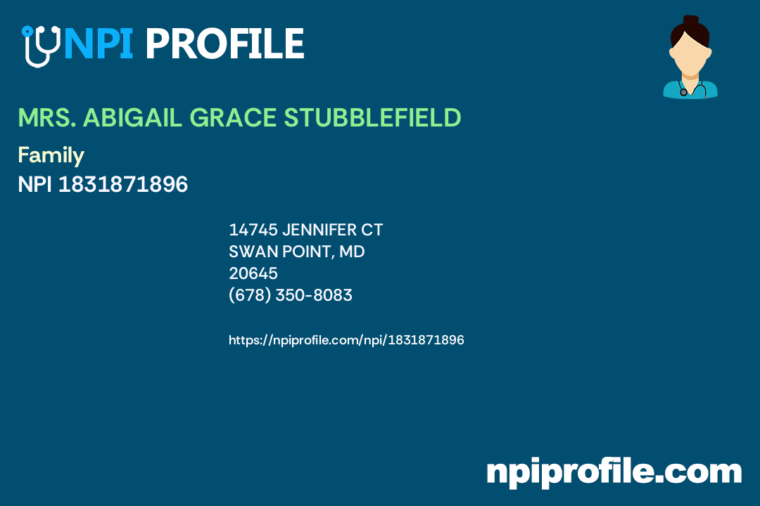 MRS. ABIGAIL GRACE STUBBLEFIELD - NPI 1831871896 - Nurse Practitioner ...