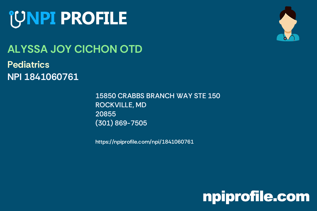 ALYSSA JOY CICHON OTD - NPI 1841060761 - Occupational Therapist in ...